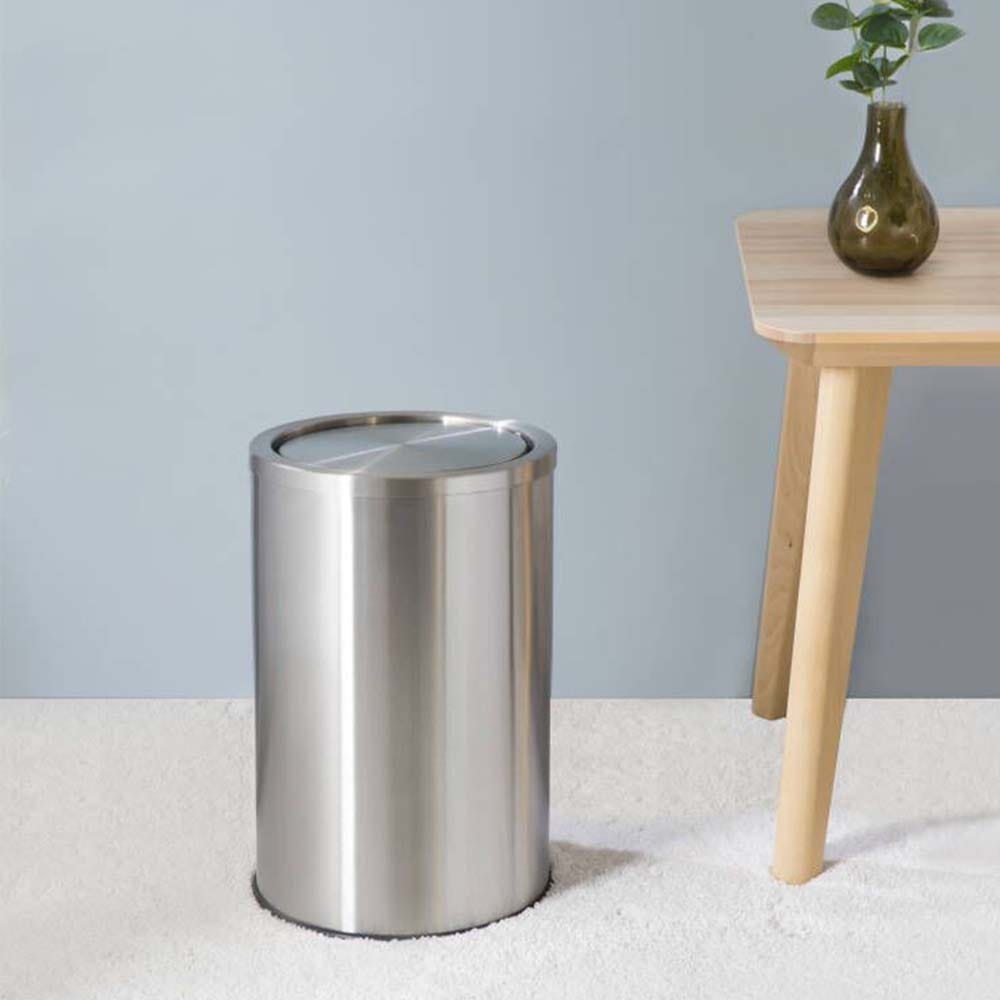 SS22 Falcon 12L Swing Dustbin SORS Matte Finish Silver 25X25.5 HCM ...