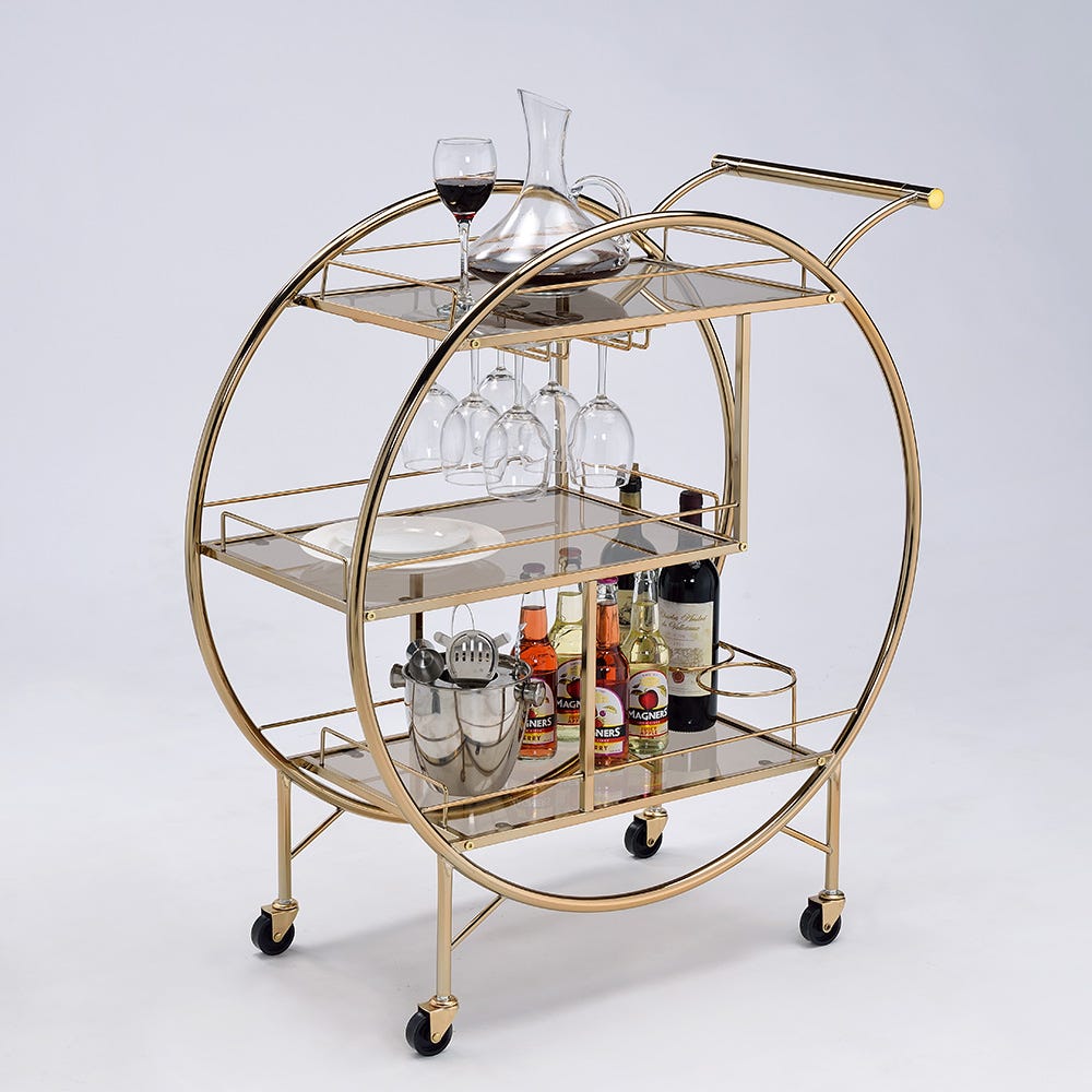 Rhonda 3-Tier Round Serving Trolley - Stylish & Functional